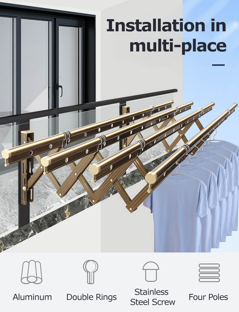 CAPTAIN wall mounted retractable drying rack, retractable laundry rack ...